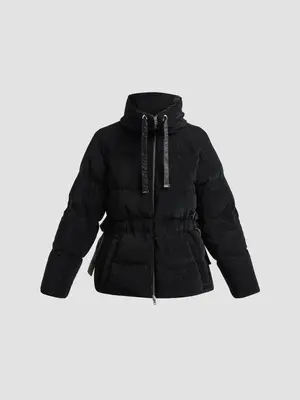 Herno Shiny Velvet Short Puffer Jacket - Black