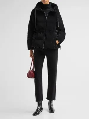 Herno Shiny Velvet Short Puffer Jacket