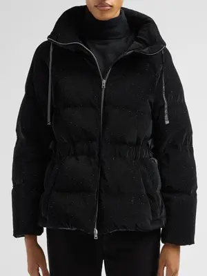 Herno Shiny Velvet Short Puffer Jacket