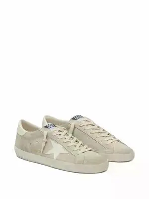 GOLDEN GOOSE Super-star In Light Gray Suede With White Leather Star Sneakers