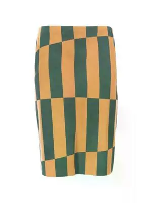 LA ROSE Checked Midi Skirt