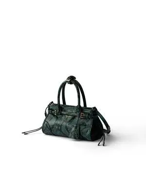 Prada Bonnie Small Ayers Leather Handbag - Green