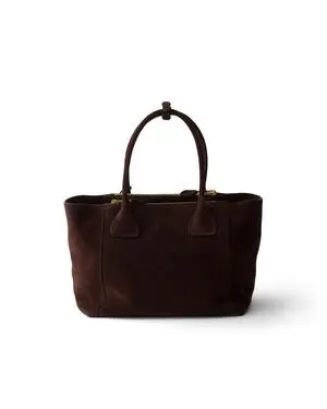 Prada Medium Suede Tote Bag - Brown