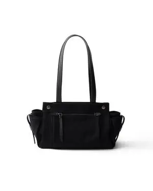 Prada Medium Canvas And Leather Tote Bag