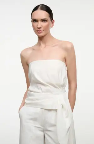 Staud Lux Strapless Top With Side Drape