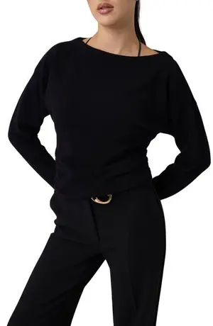MARCIANO Mina Bateau Neck Sweater - Black
