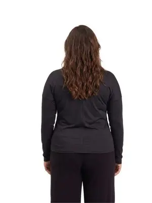 24SEVEN COMFORT APPAREL Elevate Curvy Cowl Neck Long Sleeve Top - Black