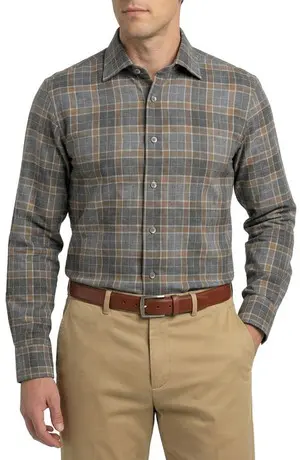 Scott Barber Weekend Plaid Button-up Shirt - Charcoal