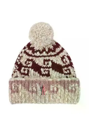 Moncler Pom-pom Intarsia-knit Beanie Hat - Neutrals