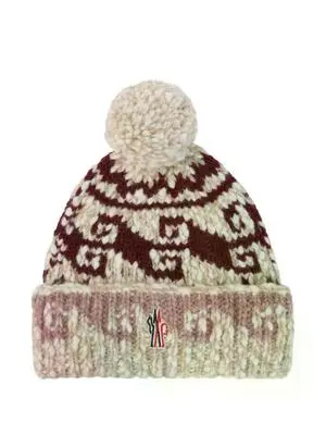 Moncler Pom-pom Intarsia-knit Beanie Hat - Neutrals