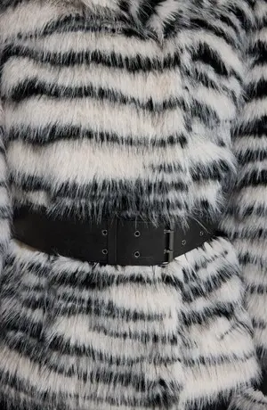 JADED LONDON Zebra Faux Fur Coat