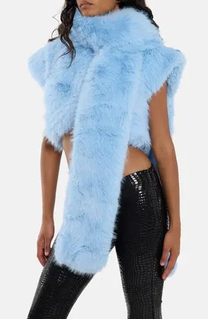 JADED LONDON Saskia Faux Fur Shrug - Blue