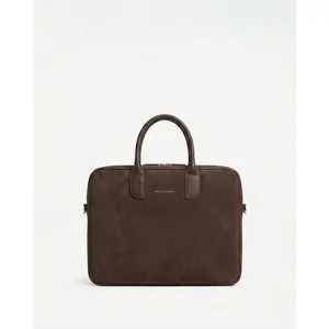 WANT Les Essentiels Lesage Suede Leather Computer Bag - Chocolate