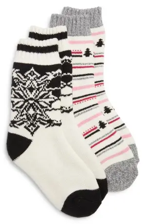 Hue 2-pack Holiday Cozy Crew Socks Snowflake Pack