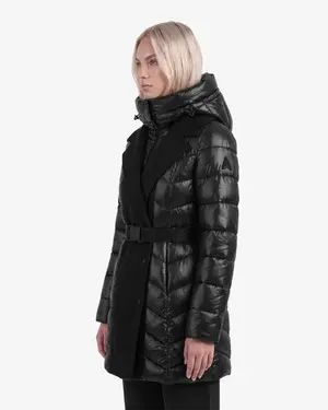 ALPENHAUS Selviere Wool-like Mixed Media Belted Coat - Black