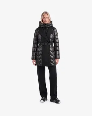 ALPENHAUS Selviere Wool-like Mixed Media Belted Coat - Black