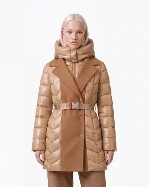 ALPENHAUS Selviere Wool-like Mixed Media Belted Coat Camel