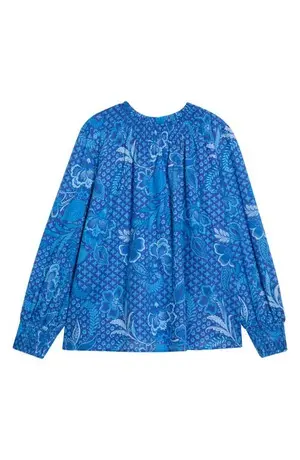 SUGARLIPS Noehmi Smocked Cotton Top - Blues-multi