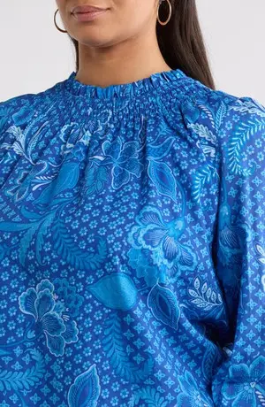 SUGARLIPS Noehmi Smocked Cotton Top - Blues-multi