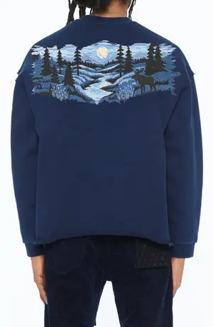 CULT OF INDIVIDUALITY Embroidered Heavyweight French Terry Sweatshirt - Navy