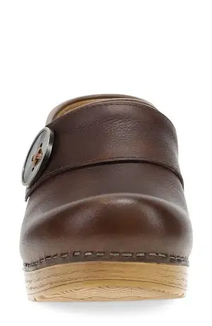 Dansko Professional Button Leather Clog - Chocolate