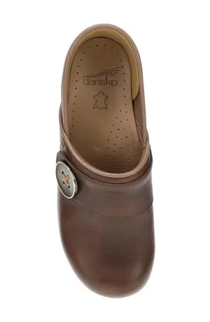 Dansko Professional Button Leather Clog - Chocolate