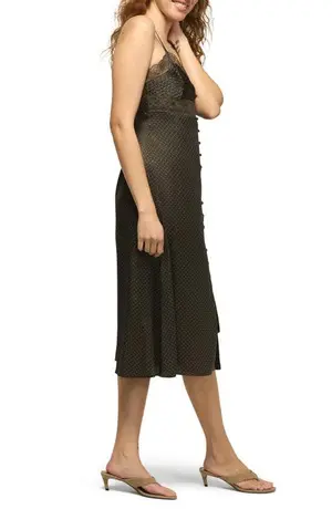Lucky Brand Simone Lace Trim Midi Slipdress