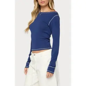 EDIKTED Brooklynn Boat Neck Long Sleeve Top