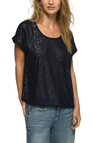 Lucky Brand Sequined Swing Tee - Navy