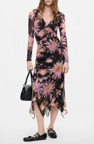 Desigual Floral Long Sleeve Midi Dress - Multi
