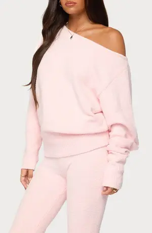 EDIKTED Asymmetric Oversized Plush Sweater