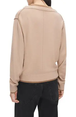 Rag & Bone Nyla Cashmere Vee Crew Sweater - Camel