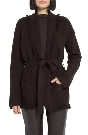Lyssé Dixie Fringe Belted Cardigan - Double Espresso