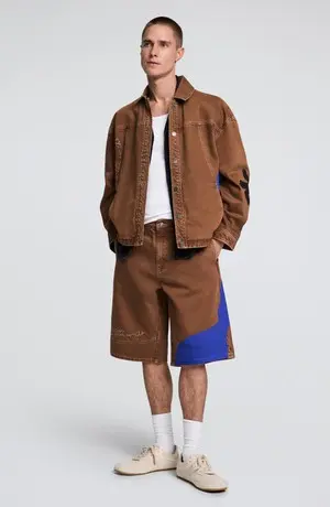 Desigual Printed Cotton Denim Jacket - Brown