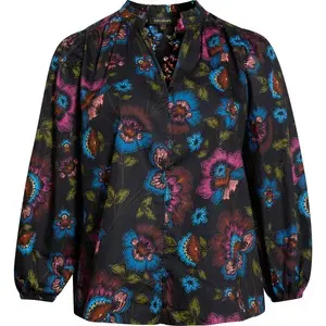 SUGARLIPS Nellian Floral Cotton Top - Black-multi
