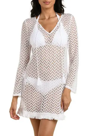 La Blanca Sandbar Social Crochet Cover-up Tunic - White