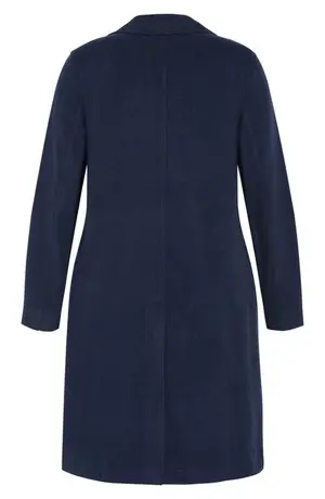 City Chic Anita Double Breasted Longline Melton Coat
