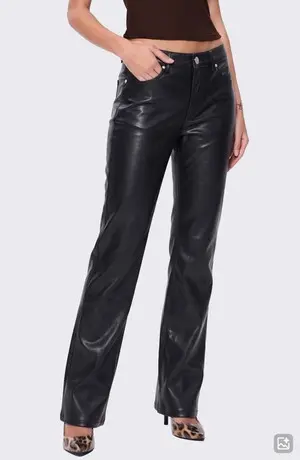 Abrand Denim 99 Mid Rise Straight Leg Faux Leather Pants
