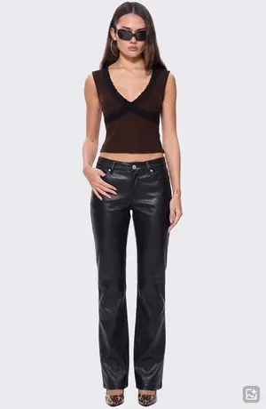 Abrand Denim 99 Mid Rise Straight Leg Faux Leather Pants