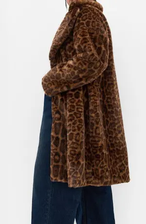 City Chic Remi Faux Fur Coat - Leopard