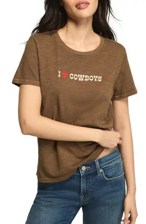 Lucky Brand I Heart Cowboys Embroidered T-shirt - Cocoa