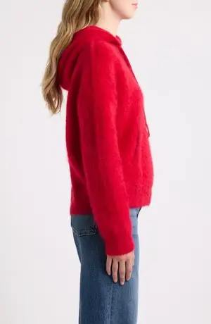 Rag & Bone Jada Brushed Cashmere Hoodie - Red