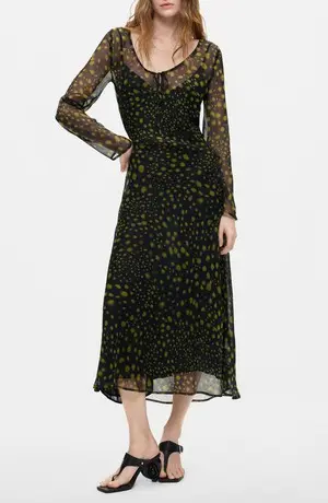 Desigual Long Sleeve Midi Dress - Black