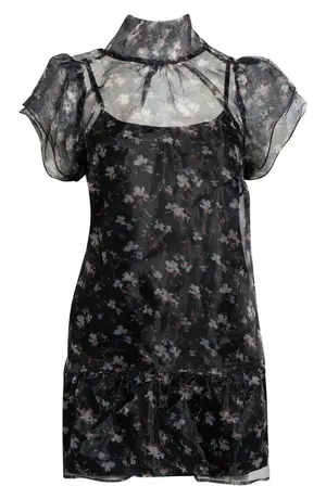 SUGARLIPS Andrea Organza Minidress - Black-multi