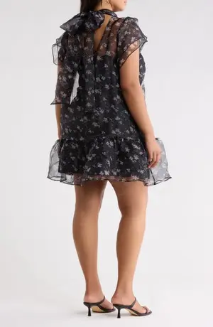 SUGARLIPS Andrea Organza Minidress - Black-multi