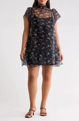 SUGARLIPS Andrea Organza Minidress - Black-multi
