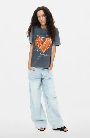 Desigual Heart Graphic Cotton T-shirt - Black