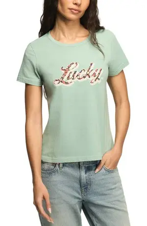 Lucky Brand Lucky Logo Floral Graphic T-shirt - Ether