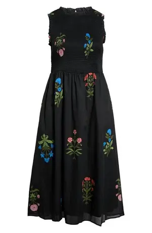 SUGARLIPS Cecil Smocked Sleeveless Midi Dress