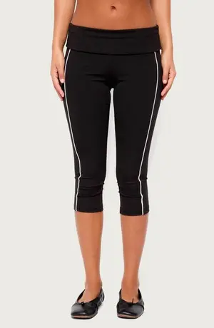 EDIKTED Ulay Stripey Foldover Capri Leggings - Black